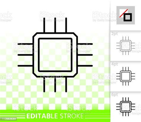 Microchip Circuit Simple Black Line Vector Icon Stock Illustration