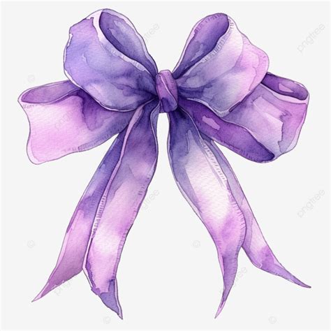 Watercolor Purple Ribbon Bow Purple Watercolor Ribbon Png