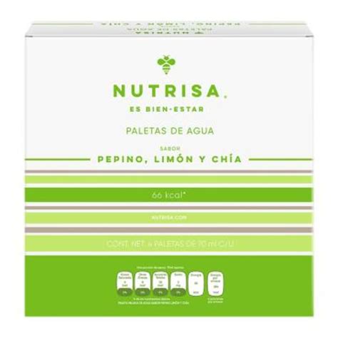 Paleta Helada Nutrisa De Agua Sabor Pepino Limón Y Chía 4 Pzas De 70