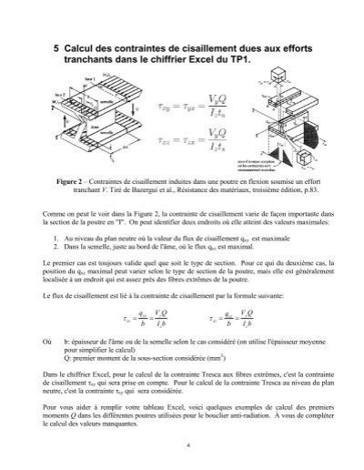 5 Calcul Des Contraintes De Cisaillement Dues Aux Efforts Moodle