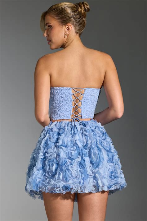 Frida Embellished Corset Top In Blue Oh Polly