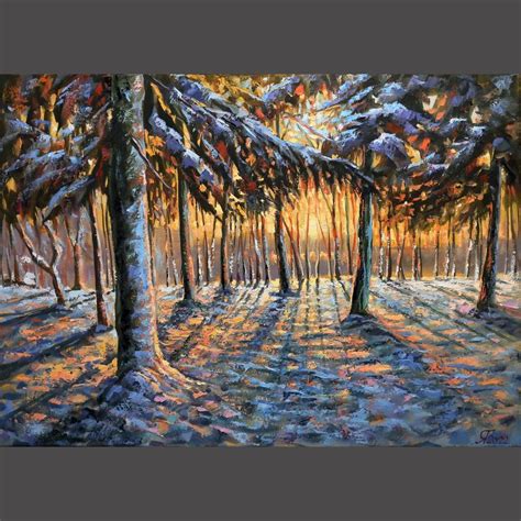 Картина олійними фарбами зимовий закат — ціна 3500 грн у каталозі Картини Купити товари для дому