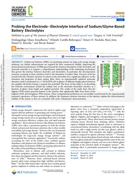Pdf Probing The Electrode Electrolyte Interface Of Sodium Glyme Based Battery Electrolytes