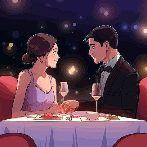 Pareja Romántica Vector Premium