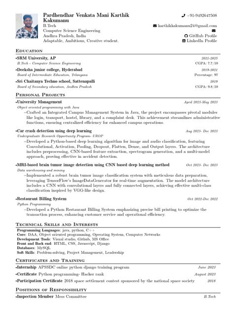 Karthikresume Pdf Deep Learning Python Programming Language