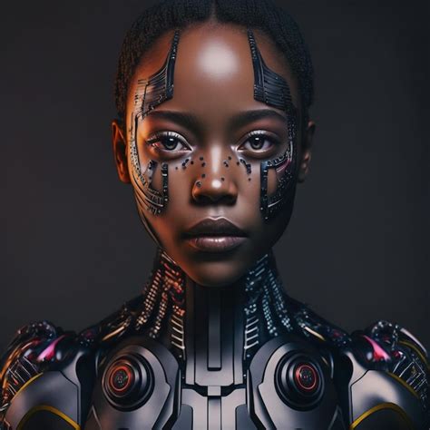 Premium Photo Generative Ai Illustration Scifi Futuristic Humanoid Robot
