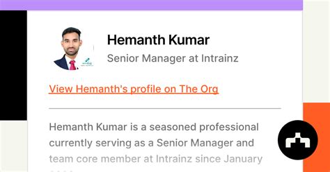 hemanth kumar senior manager at intrainz the org