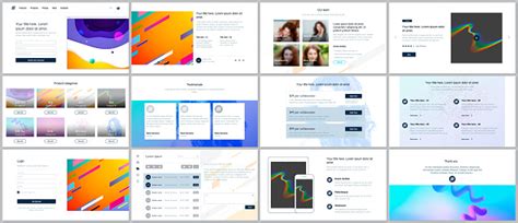 웹사이트 디자인 최소한의 프레 젠 테이 션 기하학적 인 컬러풀 패턴 그라디언트 액체 모양 포트폴리오에 대 한 서식 파일이 벡터