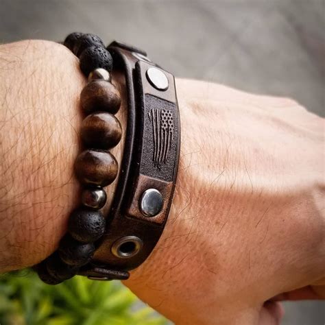 Vintage Leather Braceletleather Cuff Bracelet Mens Leather Bracelet