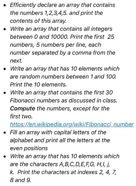 Solved Efficiently Declare An Array That Contains The