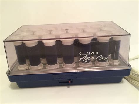Clairol Aqua Curl Electric Hot Rollers Mist Blue Velvet Flocked K40 Set