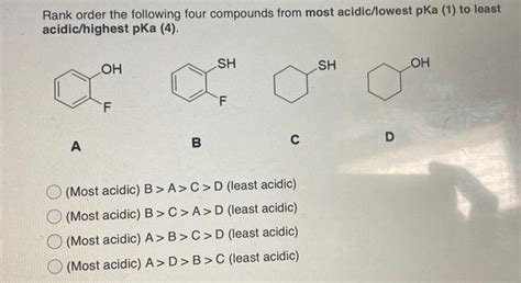 Solved Rank order the following four compounds from most | Chegg.com
