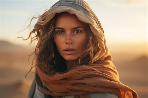 Premium Ai Image A Beautiful Girl With Beautiful Eyes In The Desert