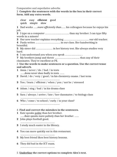 Comparative And Superlative Adverbs Pdf Career And Growth Sports And Recreation