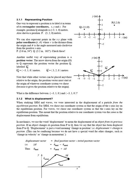 Position And Displacement Pdf Euclidean Vector Cartesian