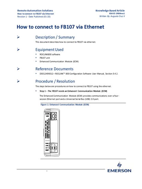 Connecting To Ecm Via Ethernet Pdf Usb Computer Network