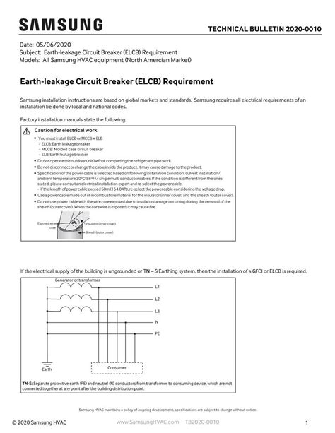 Earth Leakage Circuit Breaker Elcb Requirement Models All Samsung