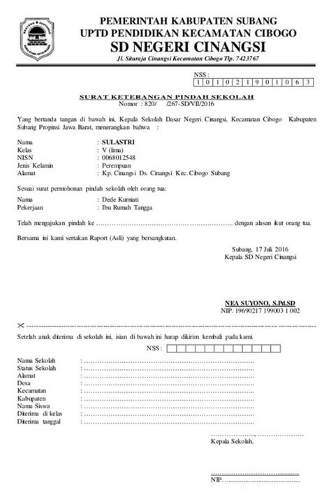 Detail Contoh Surat Diterima Di Sekolah Koleksi Nomer