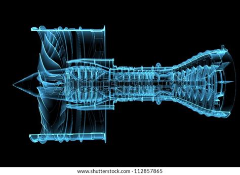 제트 엔진 터빈3d Xray 파랑 투명 스톡 일러스트 112857865