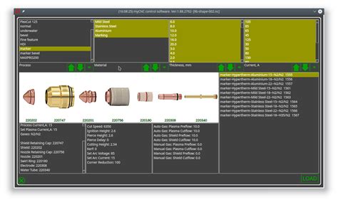 MyCNC Advanced CNC Control Software Cutcharts Page