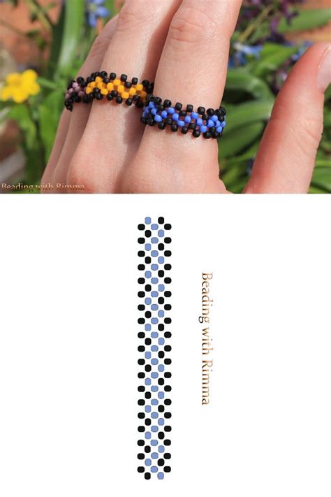Схема на кольцо из бисера вольна в технике крестик Beading Jewelery Bead Work Jewelry Bead