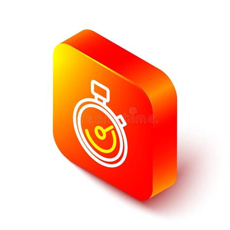 Isometric Line Stopwatch Icon Isolated On White Background Time Timer