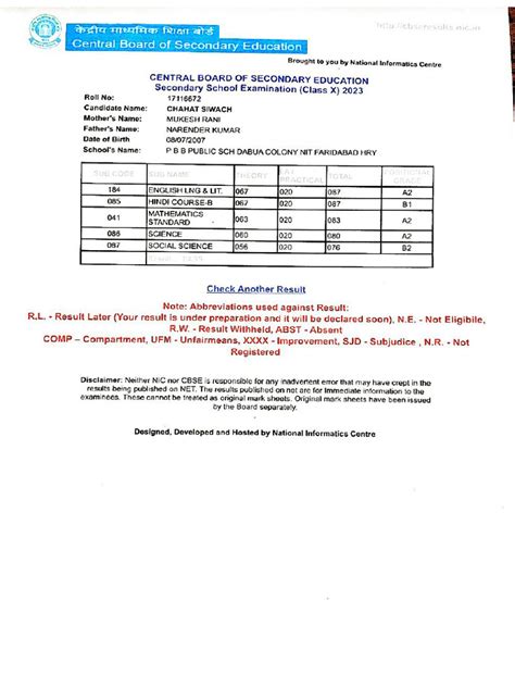 Class 10 Marks Document Pdf
