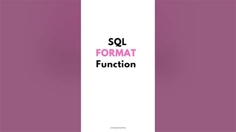 🔧 Sql Format Function ⏰ Youtube