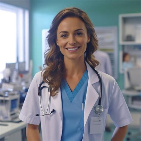 Premium Ai Image A Woman In A White Lab Coat With A Stethoscope