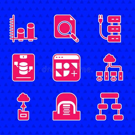 Set Different Files Hangar With Servers Hierarchy Organogram Chart Computer Network Cloud
