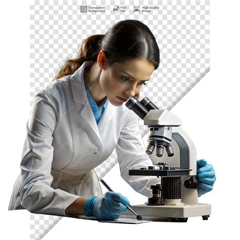 female scientist using a microscope in a laboratory possibly analyzing