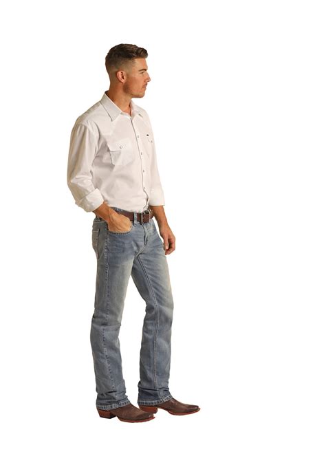 Mens Rock And Roll Denim Pistol Stackable Light Vintage Wash Jean Yee