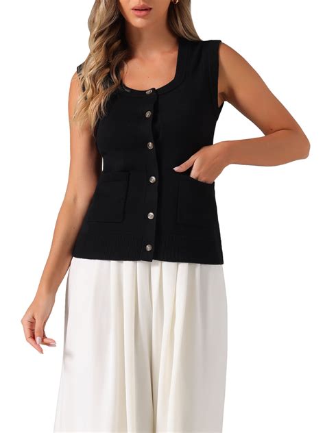 Allegra K Sweater Vest For Womens Sleeveless Button Down Casual Summer