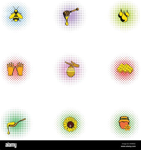 Beekeeping Farm Icons Set Pop Art Style Stock Vector Image Art Alamy