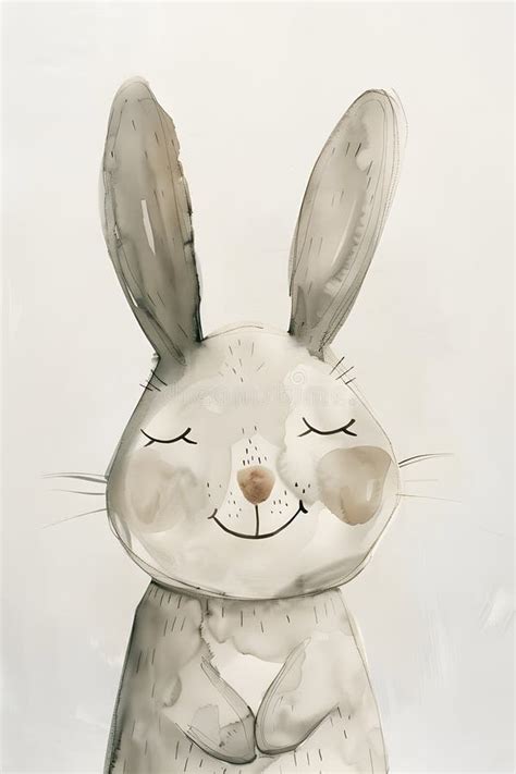 A Sweet Watercolor Bunny With Closed Eyes Exudes Innocence And Joy In