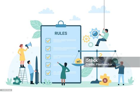 규정 및 준수 규칙 법률 문서를 읽고 이해하는 작은 사람들 규칙에 대한 스톡 벡터 아트 및 기타 이미지 규칙 복종 법 Istock