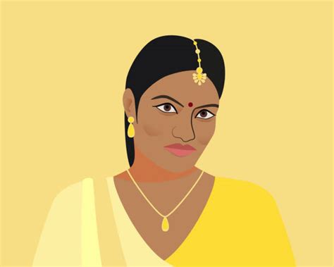 Indian Cute Girls Silhouette Illustrations Royalty Free Vector