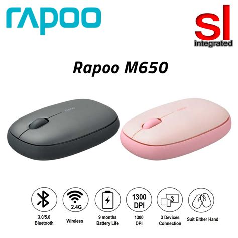Rapoo M650 Multi Mode Wireless Bluetooth 3 0 5 0 Wireless 2 4ghz Pudding Shape Mouse Black