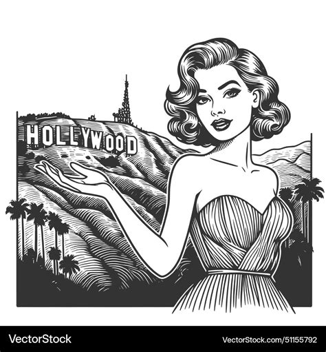 Classic Hollywood Starlet Royalty Free Vector Image