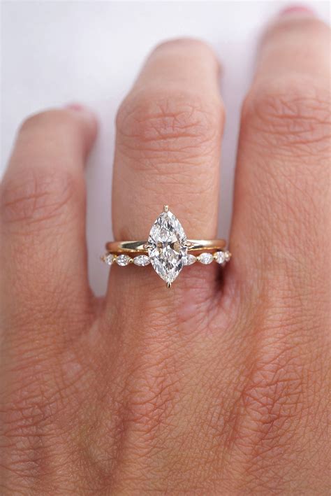 Yellow Gold Marquise Moissanite Engagement Ring Set Artofit