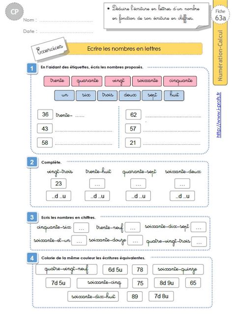 Cp Numeration Calcul Ecriture Des Nombres En Lettres Artofit