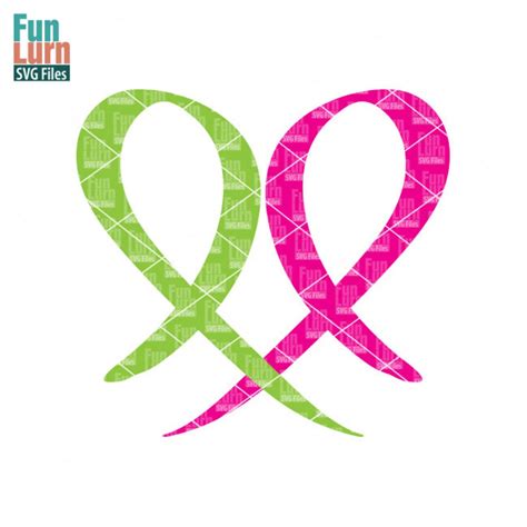 2 Ribbon Heart Cancer Awareness Ribbons Heart Ribbon Heart Breast