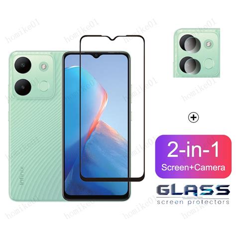 ฟิล์มกระจกนิรภัยกันรอยหน้าจอกล้อง 2 In 1 สําหรับ Infinix Smart 7 6 Plus