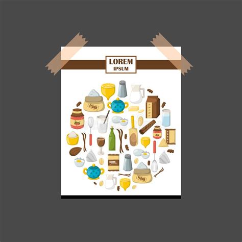 Fondo De Los Ingredientes De La Hornada De La Historieta Del Vector