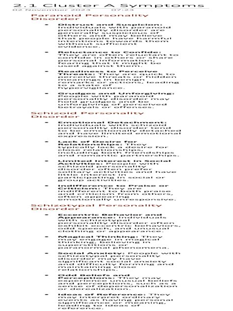 2 1 cluster a symptoms pdf