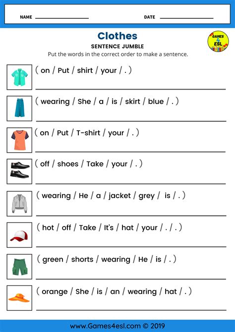 Clothes Vocabulary Online Worksheet