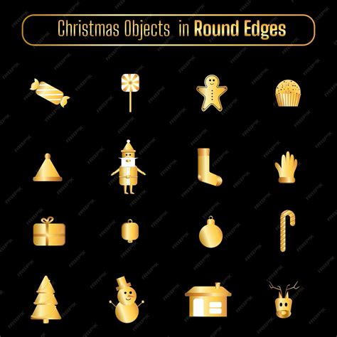Premium Vector Golden Shiny Rounded Edge Christmas Objects