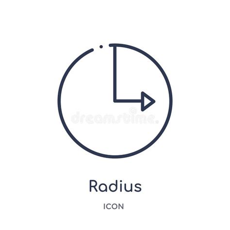 Outline Radius Of Circle Vector Icon Isolated Black Simple Line