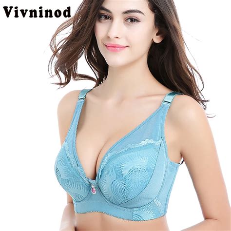 Vivninod Sexy Women E F Cup Embroidery Push Up Bra For Big Size 44 46