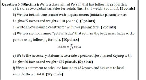 Solved Lestion Points Write A Class Named Person That Chegg
